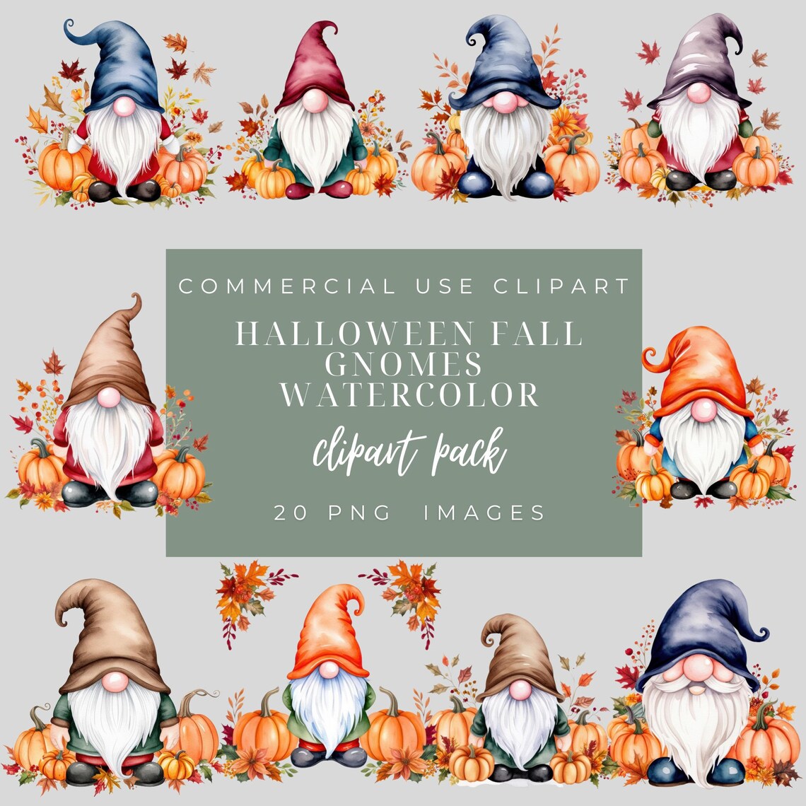 Halloween Gnome Fall Autumn Clip Art Bundle, Transparent PNG ...