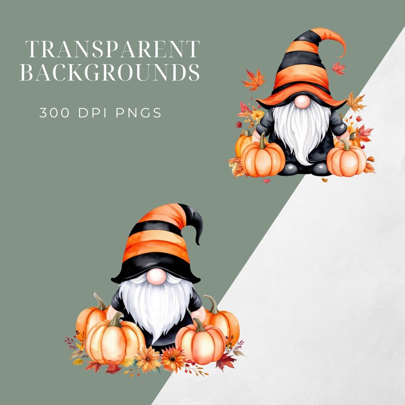 Halloween Gnome Fall Autumn Clip Art Bundle, Transparent PNG ...