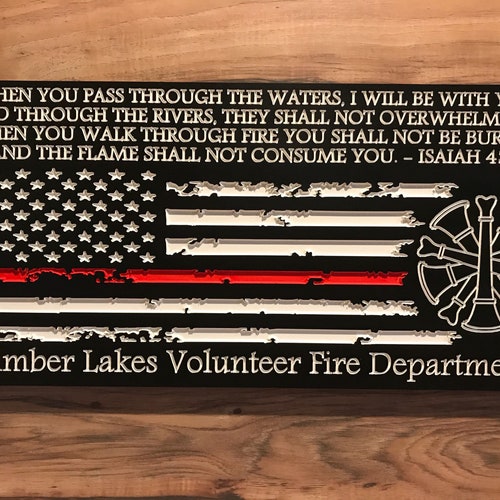 Firefighter Red Line Flag Sign Firefighter Gift - Etsy