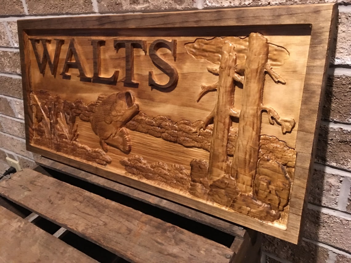 Personalized Fishing Sign Camping Cabin Lake Home Decor Rustic | Etsy