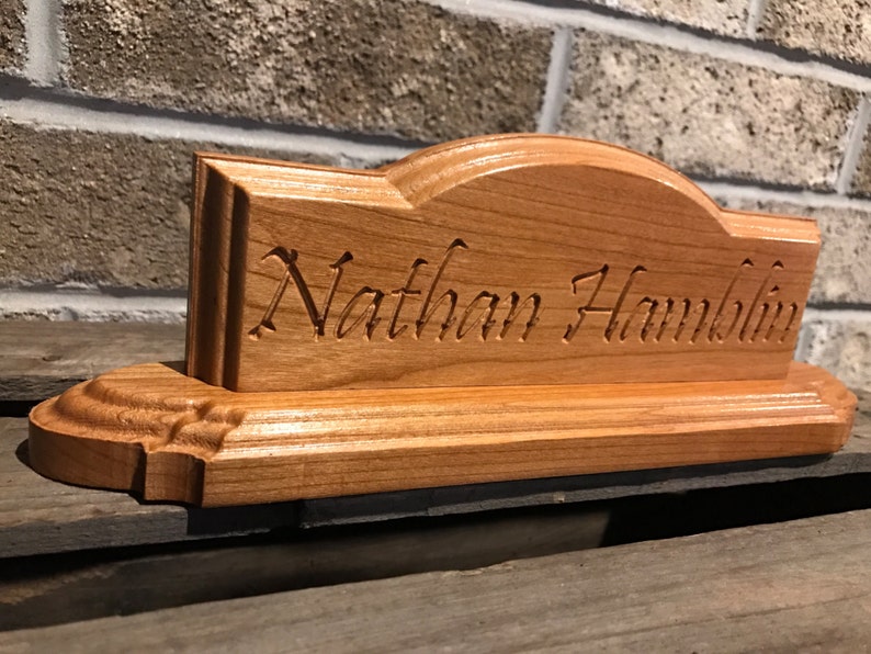Personalized Cherry Wood Desk Name Plate: Office Decor - Etsy