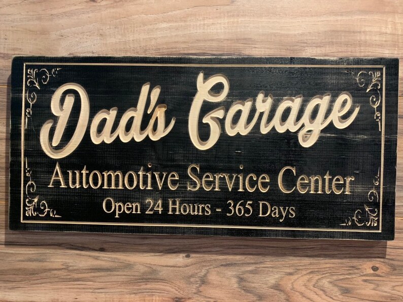Custom Carved Garage Sign: Personalized Wood Workshop Decor - Etsy