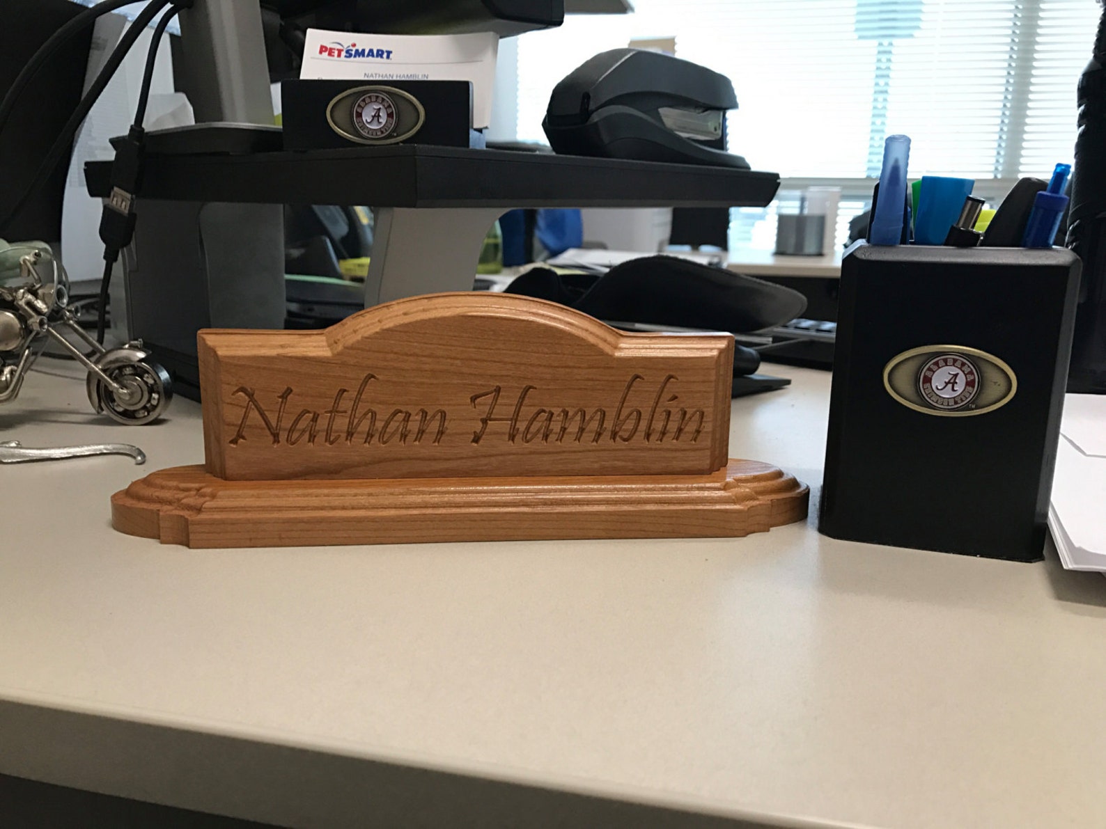 Personalized Cherry Wood Desk Name Plate: Office Decor - Etsy