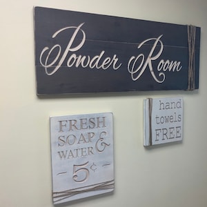 Powder Room Sign With Fresh Soap and Water, Bathroom Decor, Country ...