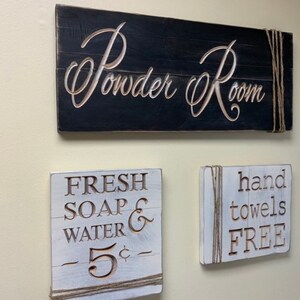 Powder Room Sign With Fresh Soap and Water, Bathroom Decor, Country ...