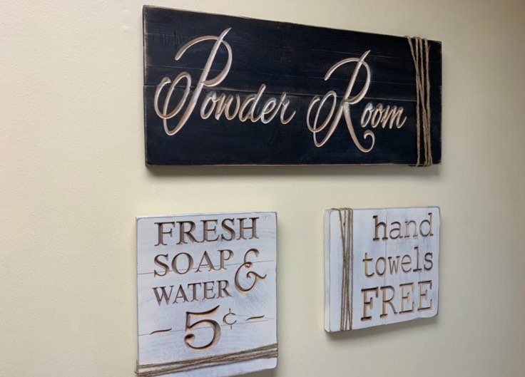 Powder Room Sign With Fresh Soap and Water Bathroom Decor | Etsy