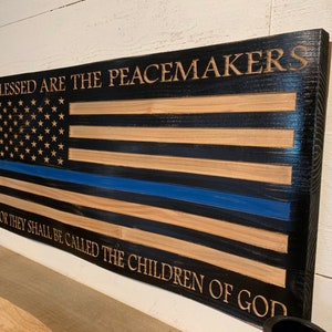 Peacemaker Police Officer Gifts Police Sign Rustic Thin Blue Line ...