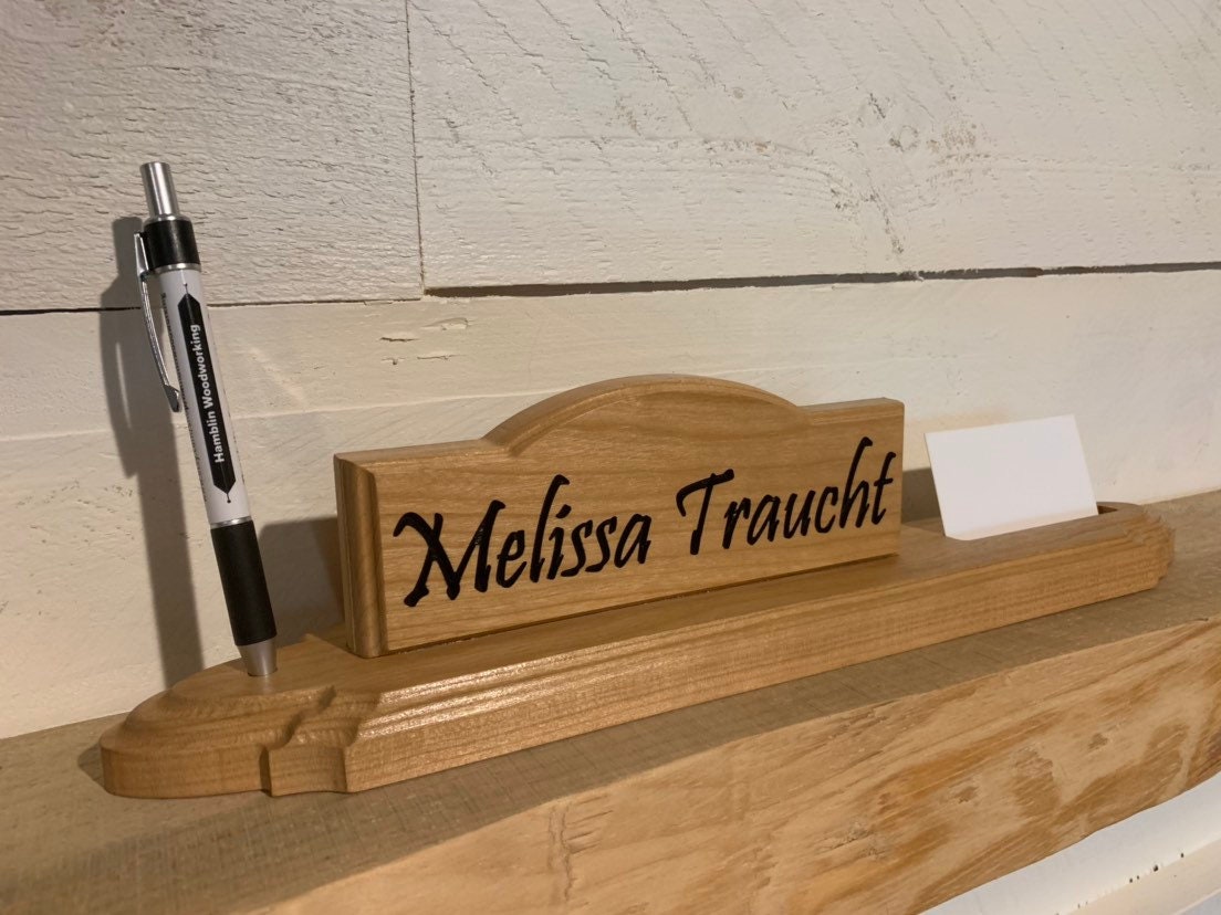 Custom Cherry Wood Desk Name Plate: Personalized Office Decor - Etsy