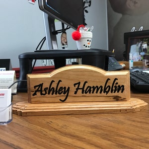 Personalized Cherry Wood Desk Name Plate: Office Decor - Etsy