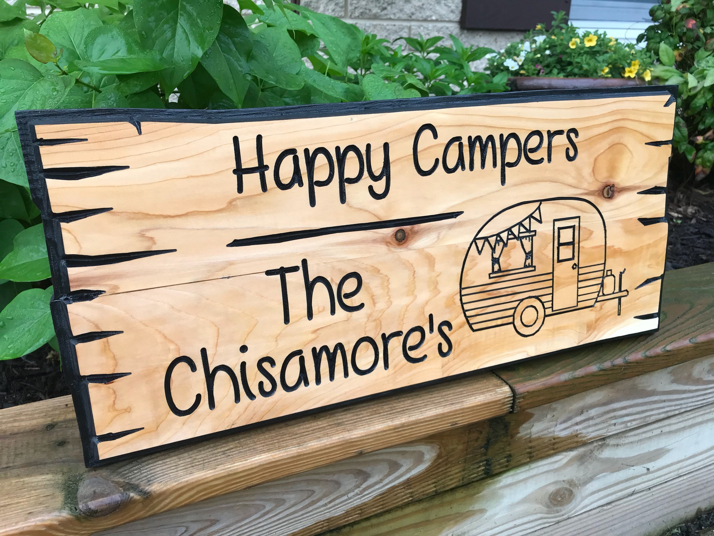Personalized Carved Cedar Wood Camping Sign Family Name Sign - Etsy