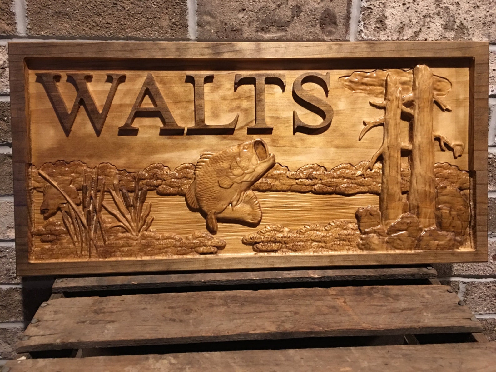 Personalized Fishing Sign Camping Cabin Lake Home Decor Rustic | Etsy