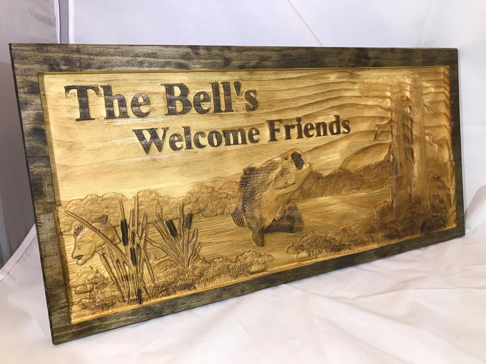 Personalized Fishing Sign Camping Cabin Lake Home Decor Rustic | Etsy