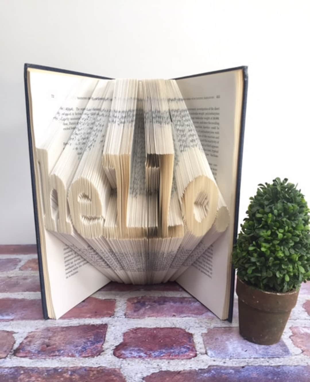 Hello. Book Art, Housewarming Gift, Friend Gift, Gift for Mom, Folded ...