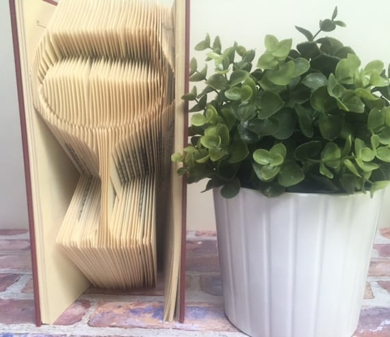 Wine Glass Folded Book Art Folded Book Art Wine Glass Gift | Etsy