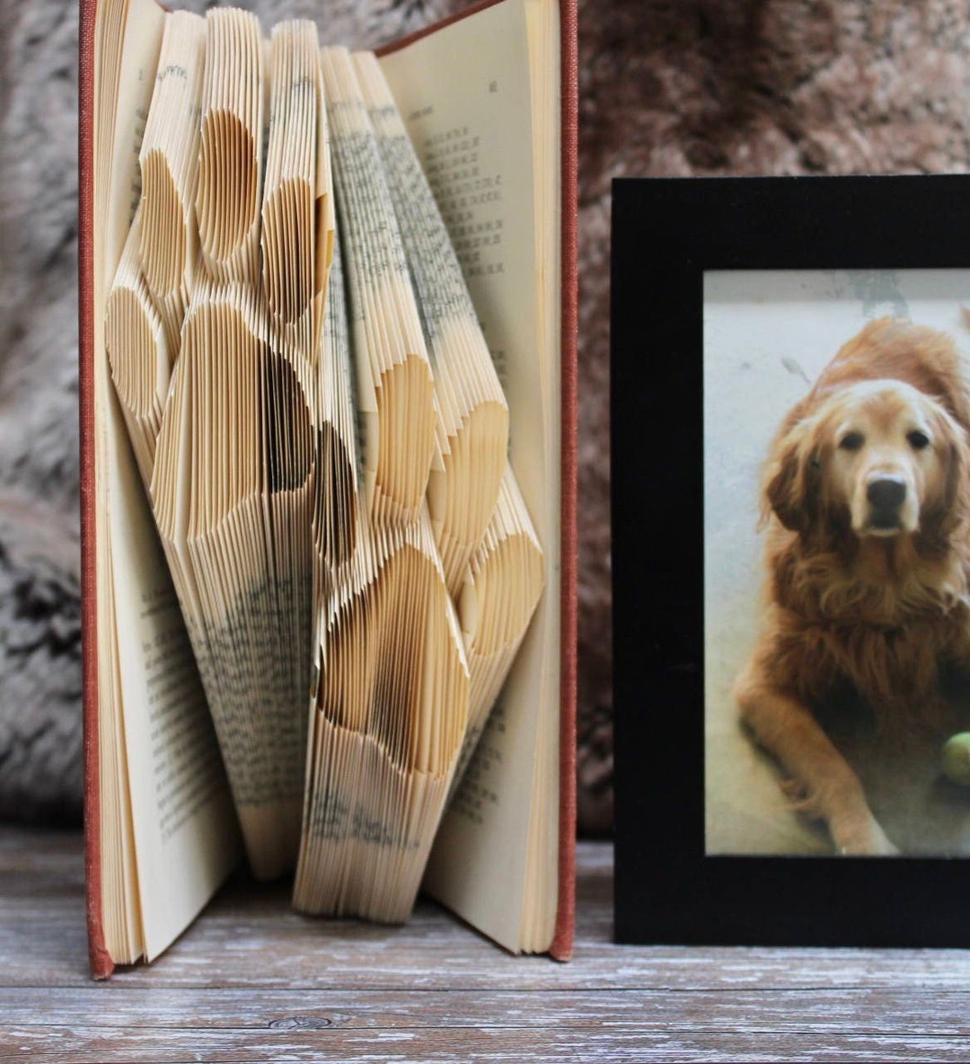 Paw Print Folded Book Art, Folded Book Art, Paw Print, Fur Mama Gift ...