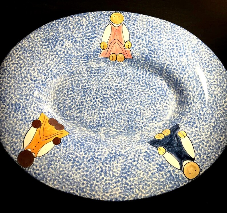 Laurie Gates Los Angeles Pottery Blue Stipple Style Friends Lrg Platter ...