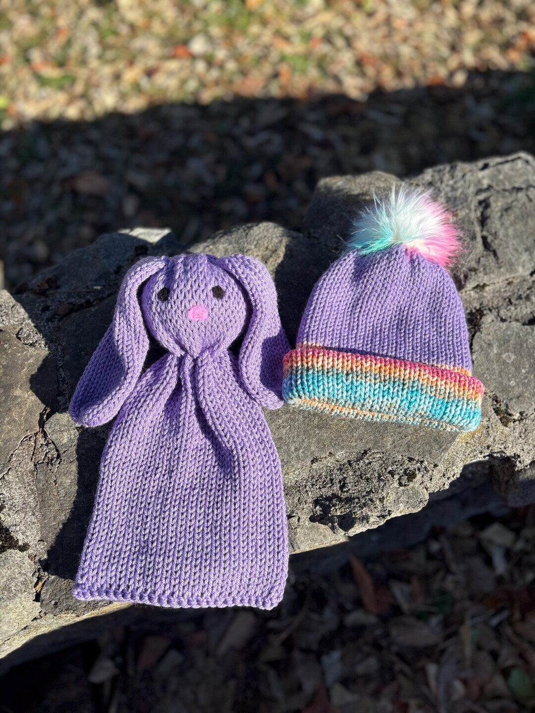Knitted Slouch Hat & Bunny Toy Set – Toddler-adult, Custom Color - Etsy