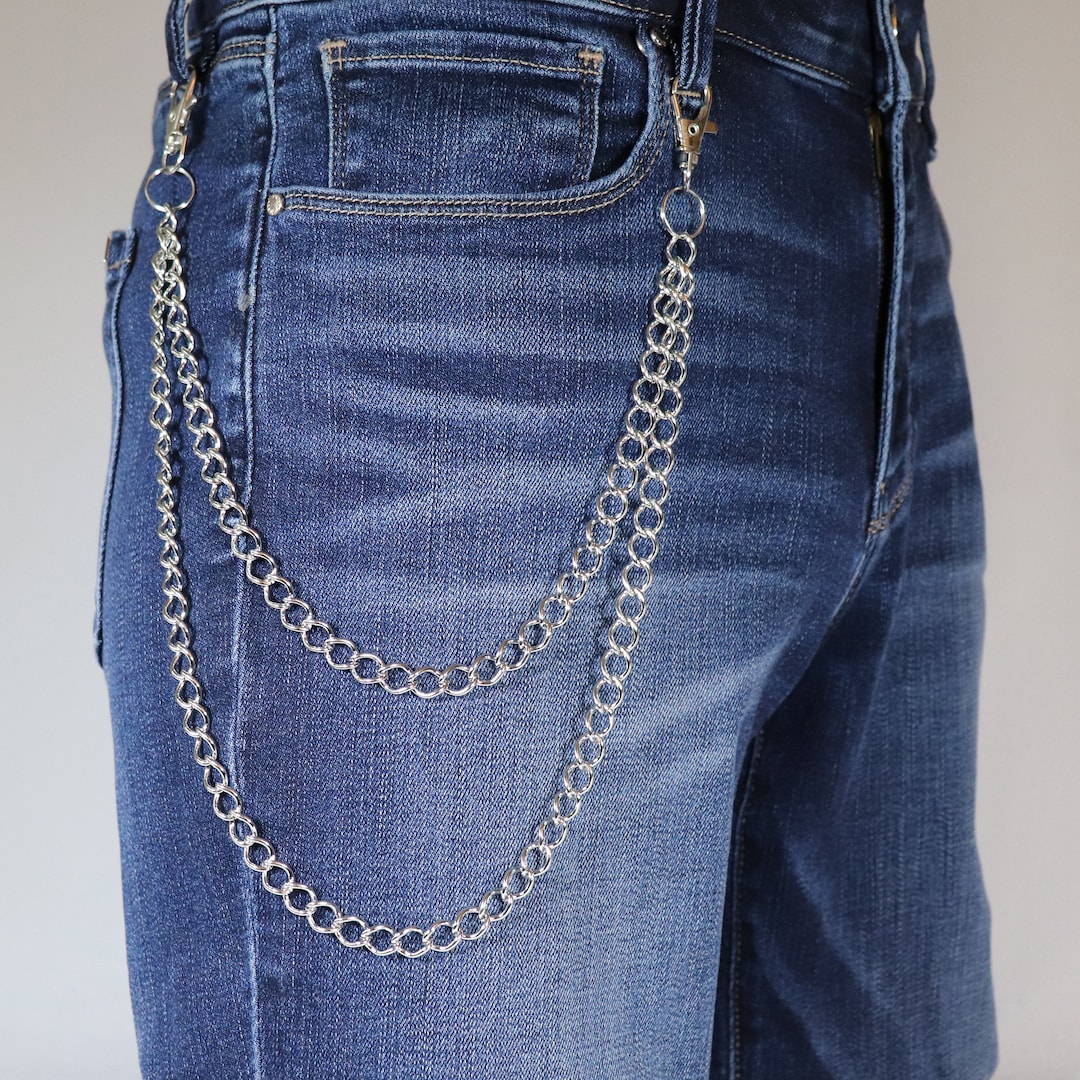 Jean Chains Hip Hop Punk Rock Heavy Duty Steel Chain Silver Finish ...