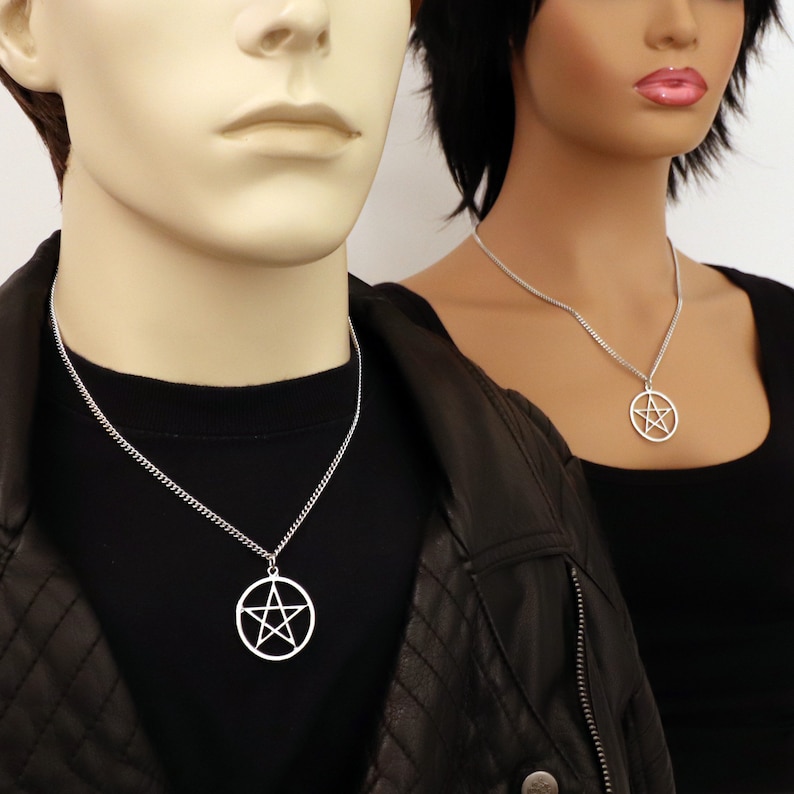 Pentacle Pentagram Polished Silver Medieval Renaissance Pendant ...