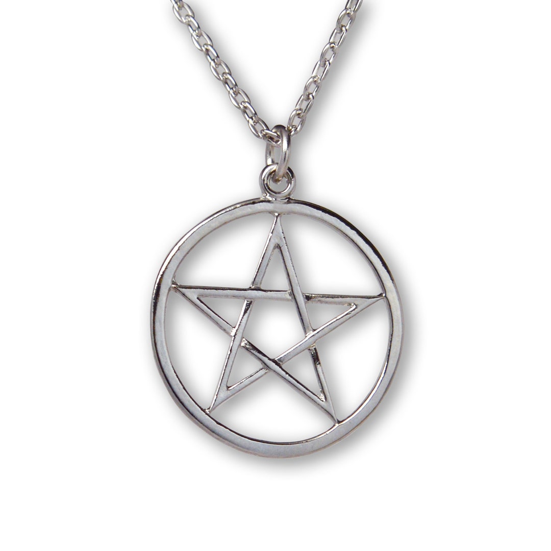 Pentacle Pentagram Polished Silver Medieval Renaissance Pendant ...