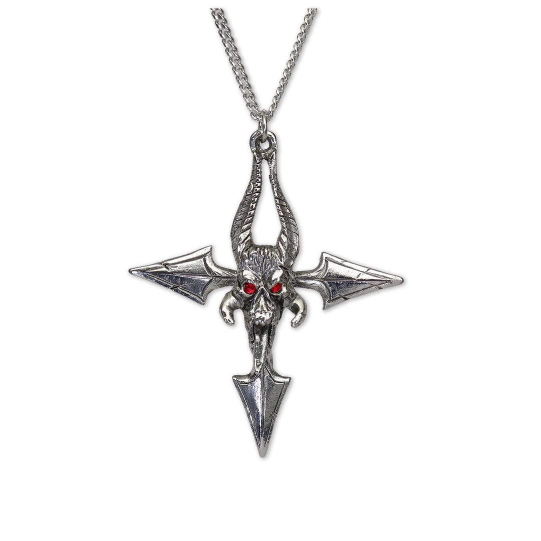 Gothic Demon Head Tri Axe With Red Crystals Medieval Renaissance ...