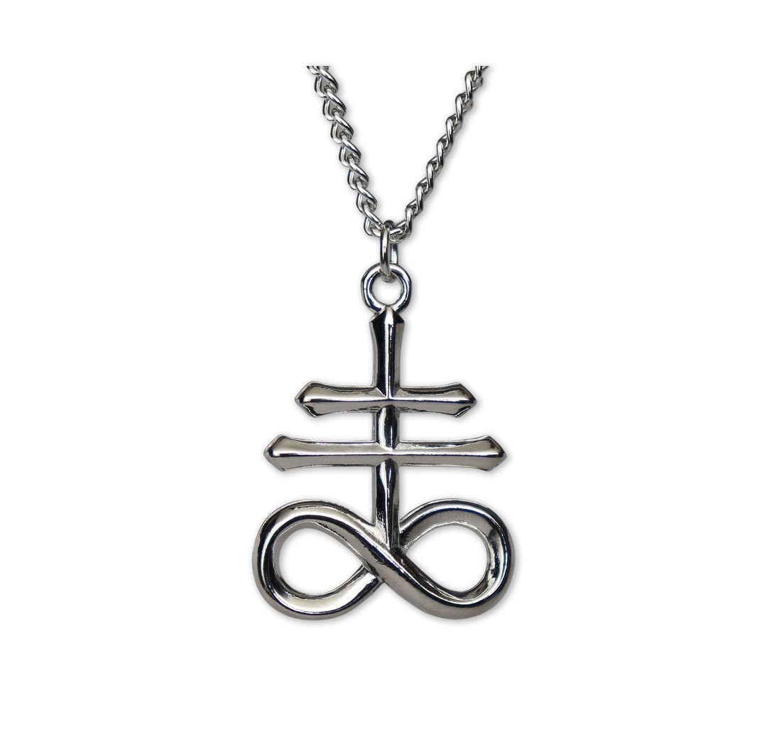 Leviathan Satanic Cross Alchemic Symbol Brimstone Silver Finish Pewter ...
