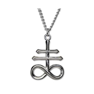Leviathan Satanic Cross Alchemic Symbol Brimstone Silver Finish Pewter ...