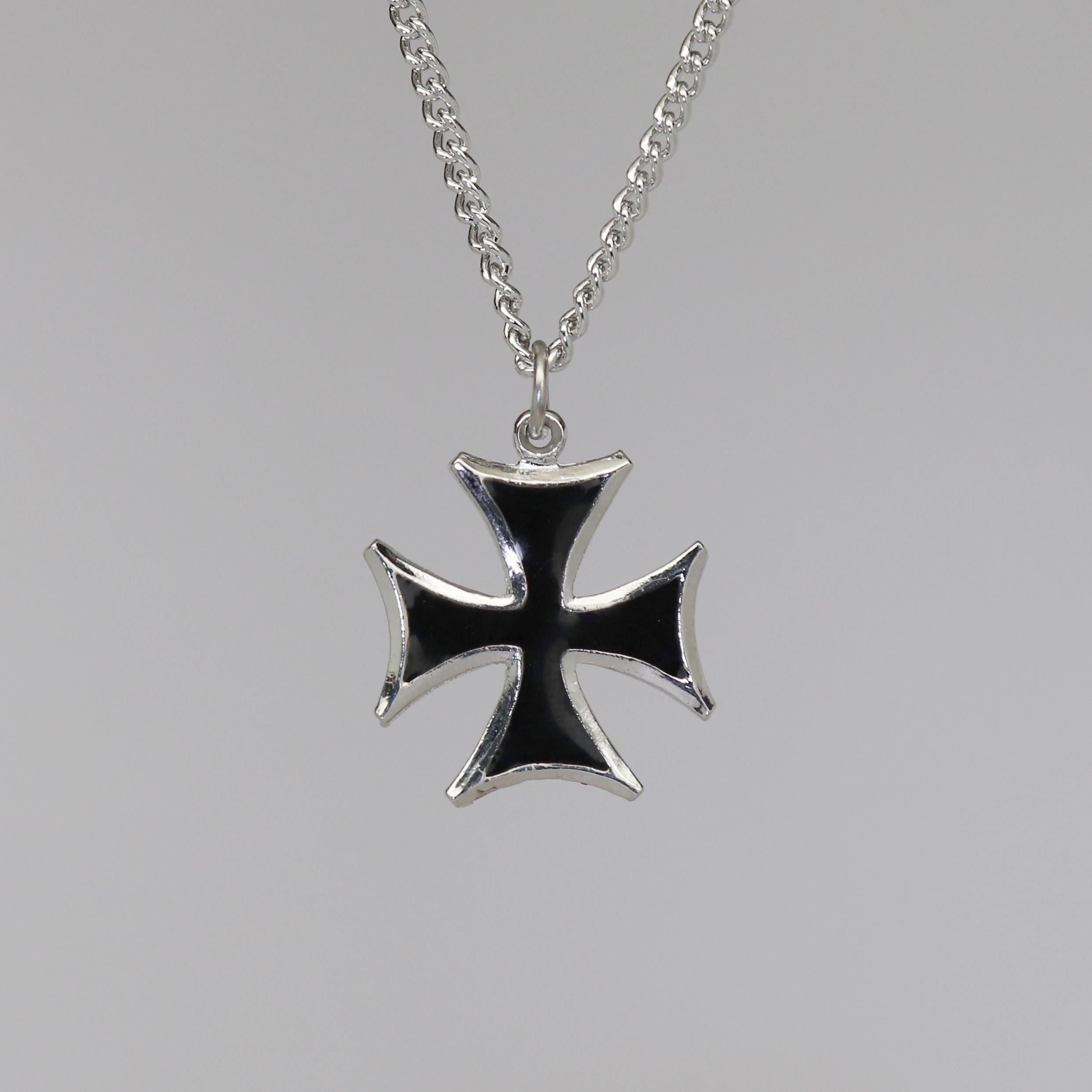 Maltese Cross Knights of Malta Templar Cross Black Enamel Silver Finish ...