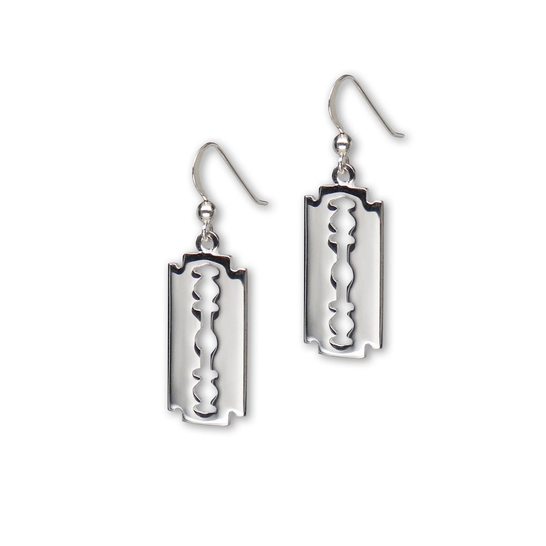 925 Sterling Silver Gothic Razor Blade Dangle Earrings #SS984 - Etsy