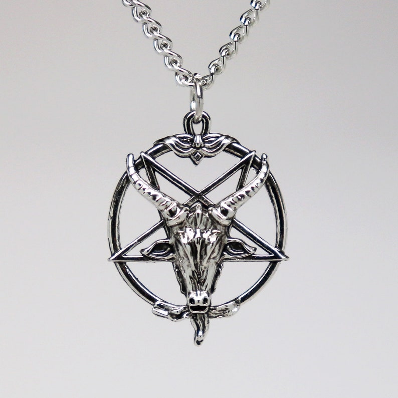 Gothic Goat Head Baphomet Inverted Pentacle Silver Finish - Etsy