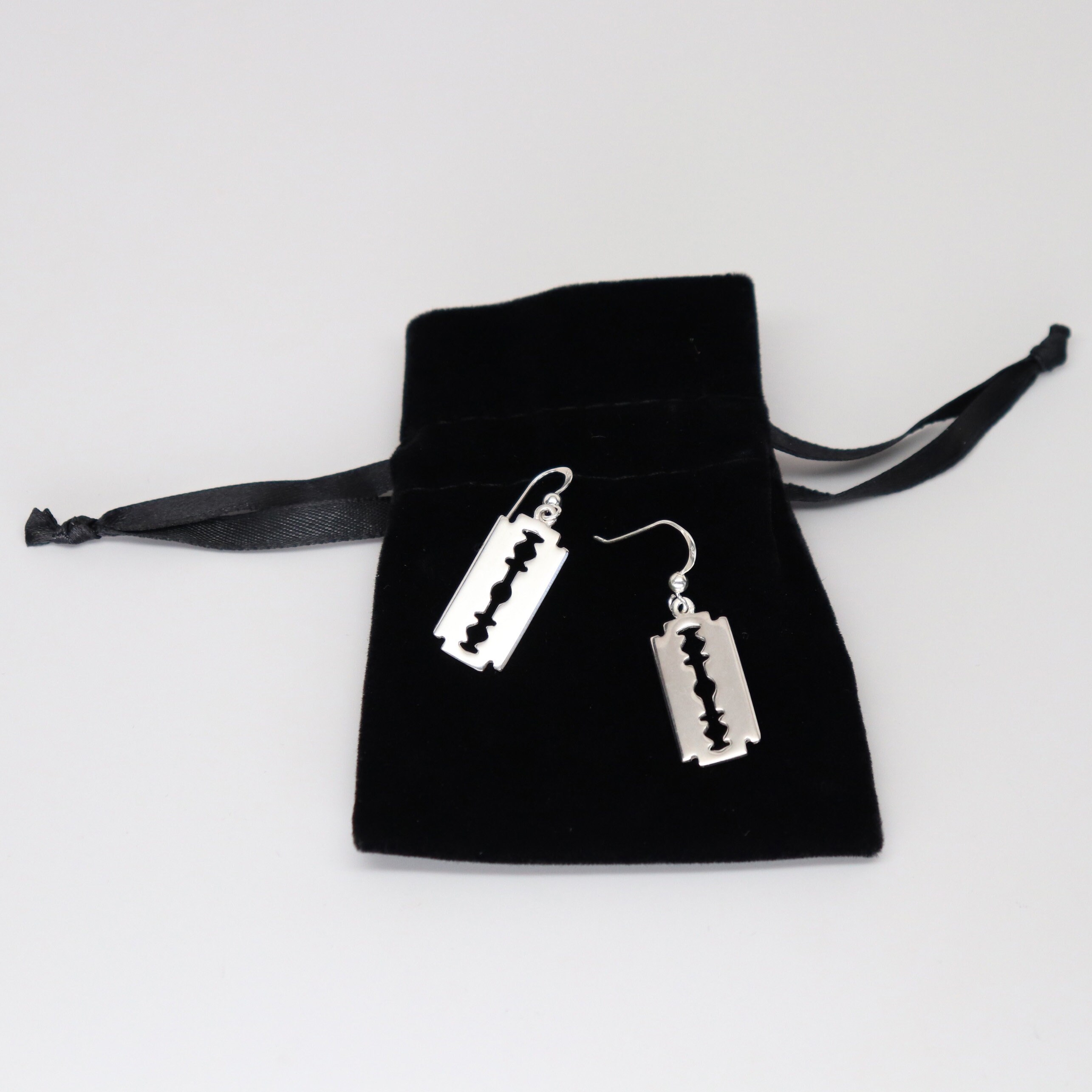 925 Sterling Silver Gothic Razor Blade Dangle Earrings SS984 | Etsy