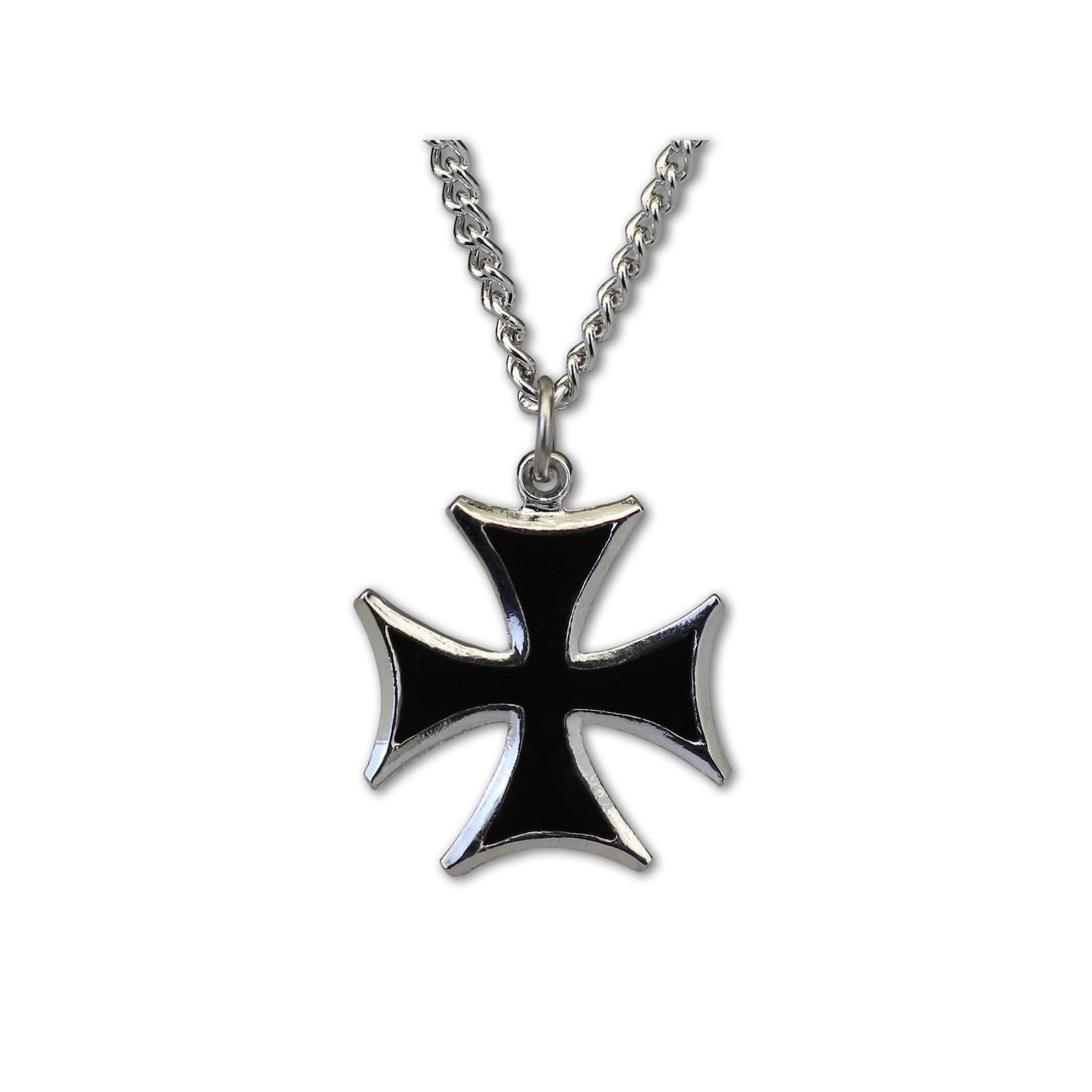 Maltese Cross Knights of Malta Templar Cross Black Enamel Silver Finish ...