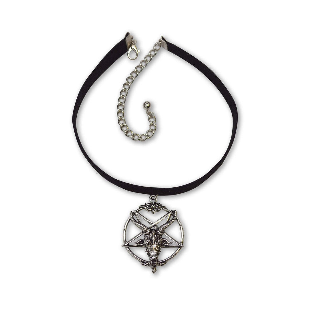 Black Velvet Choker With Baphomet Medieval Renaissance Pewter Pendant ...