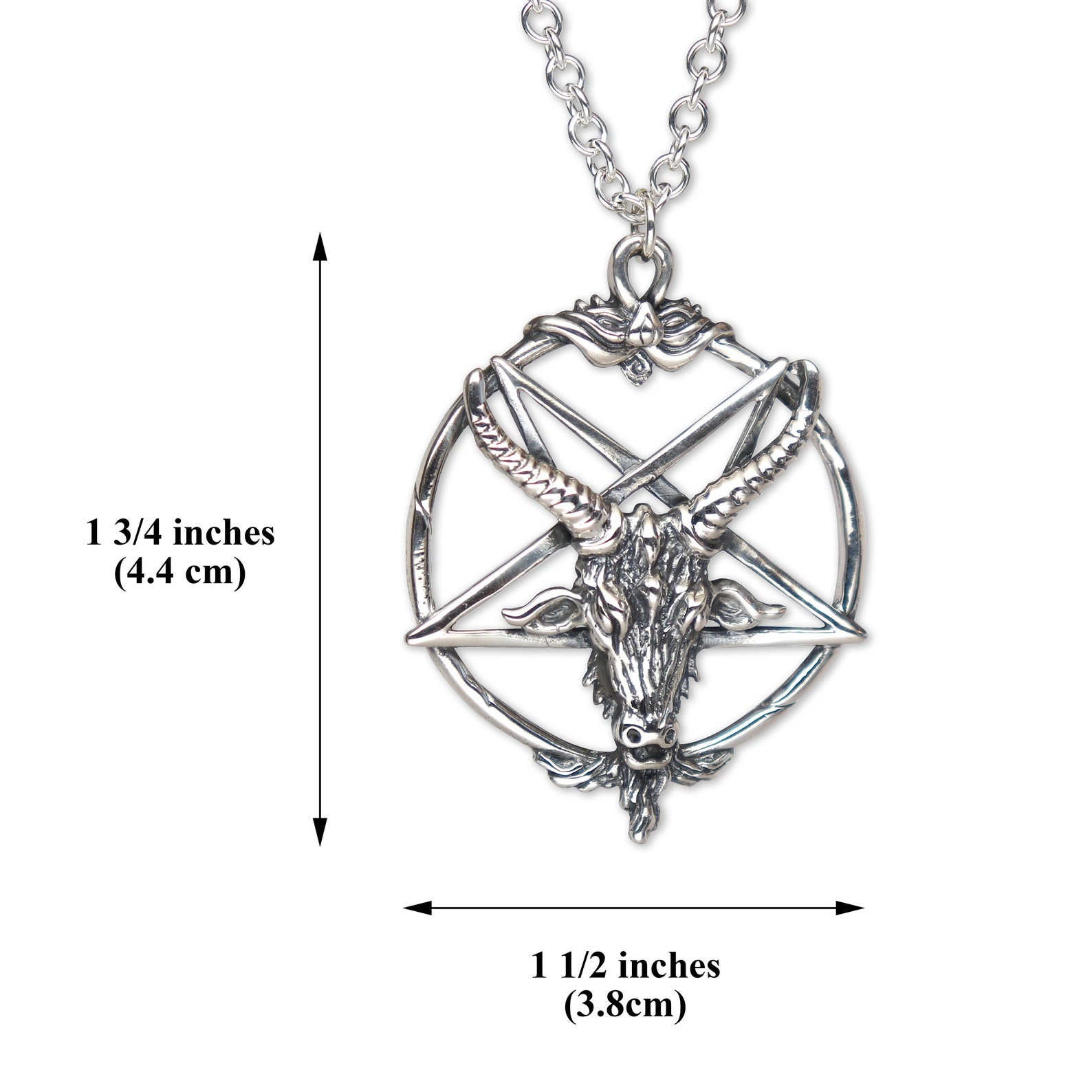 Sterling Silver Antiqued Baphomet Goat Head Satanic Inverted Pentacle ...