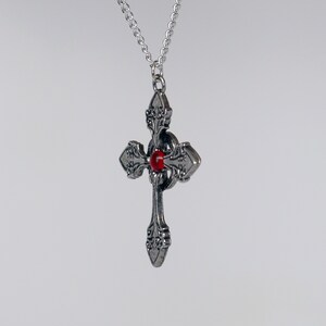 Gothic Cross With Red Stone Medieval Renaissance Pendant Necklace NK ...