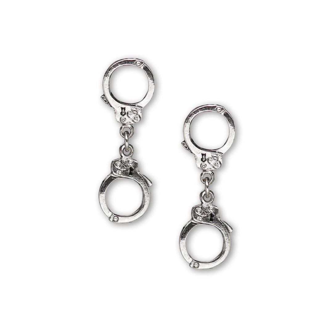 Double Handcuff Post Earrings Silver Finish Pewter #011 - Etsy