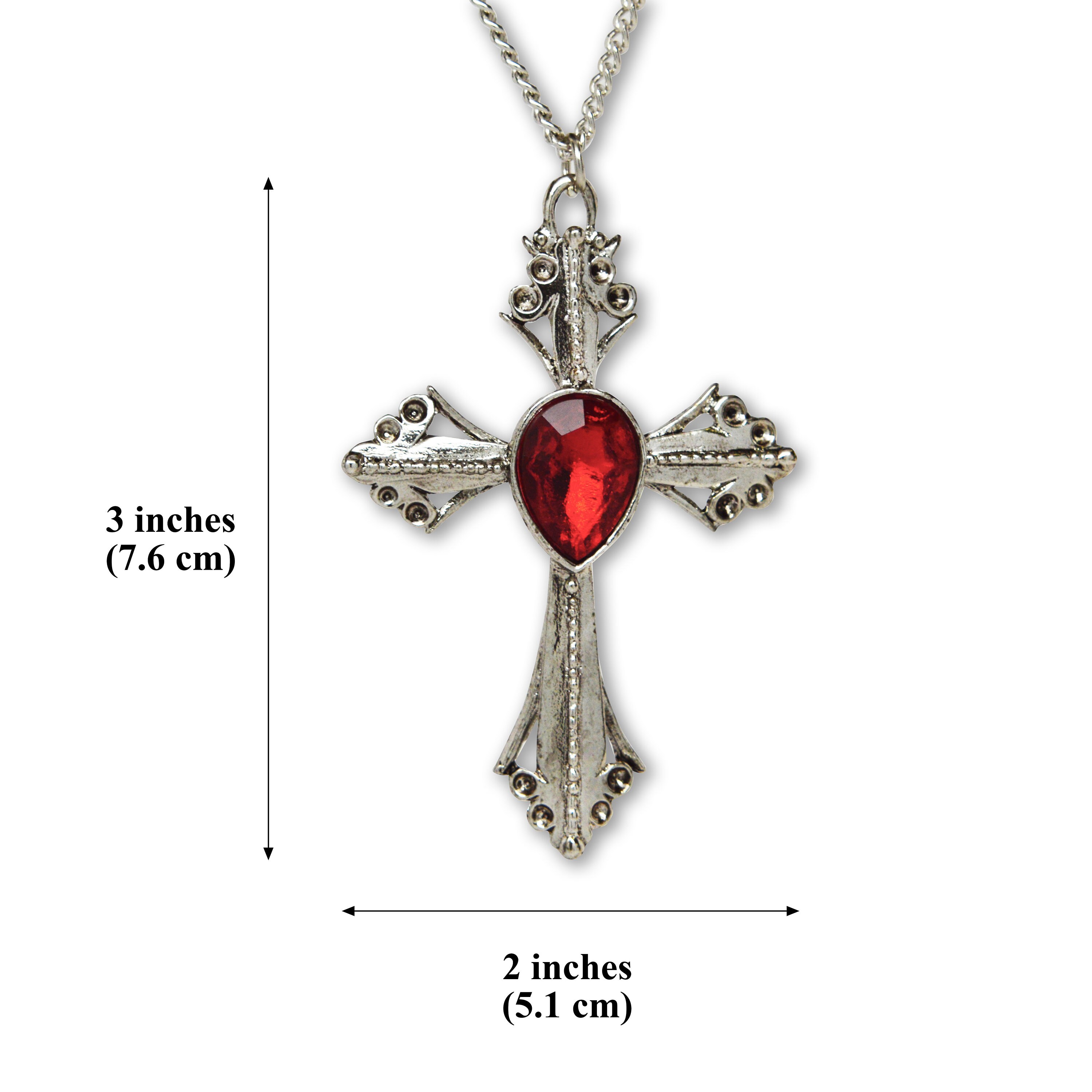 Medieval Renaissance Cross With Red Teardrop Stone Pendant - Etsy