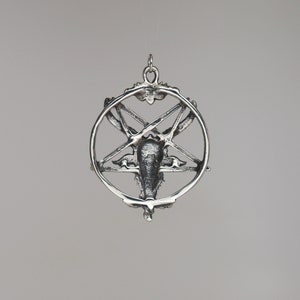 Sterling Silver Antiqued Baphomet Goat Head Satanic Inverted Pentacle ...