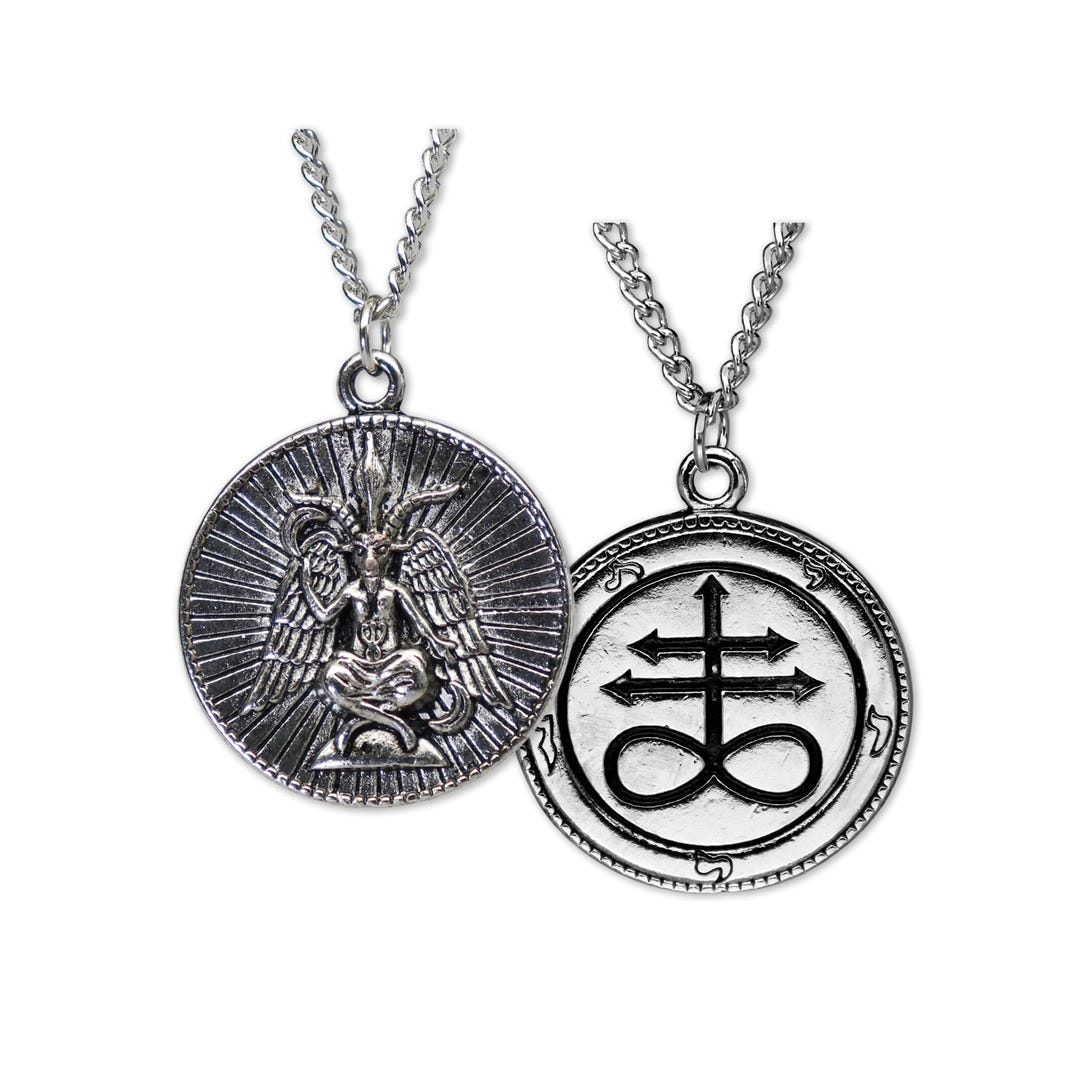 Satanic Baphomet Medallion and Brimstone Cross of Satan on Reverse Side ...