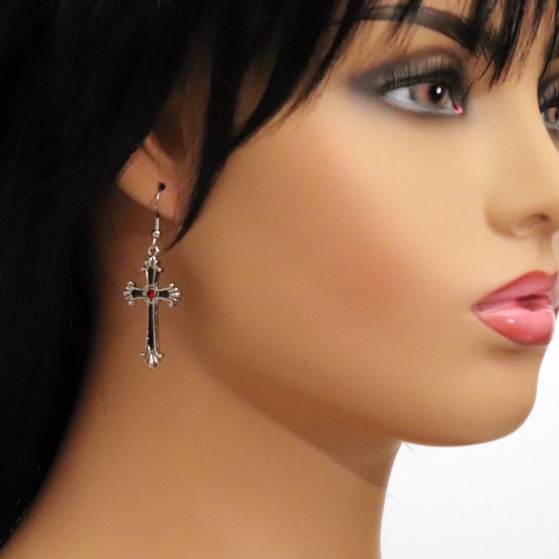 Gothic Victorian Cross With Red Crystals Medieval Renaissance - Etsy