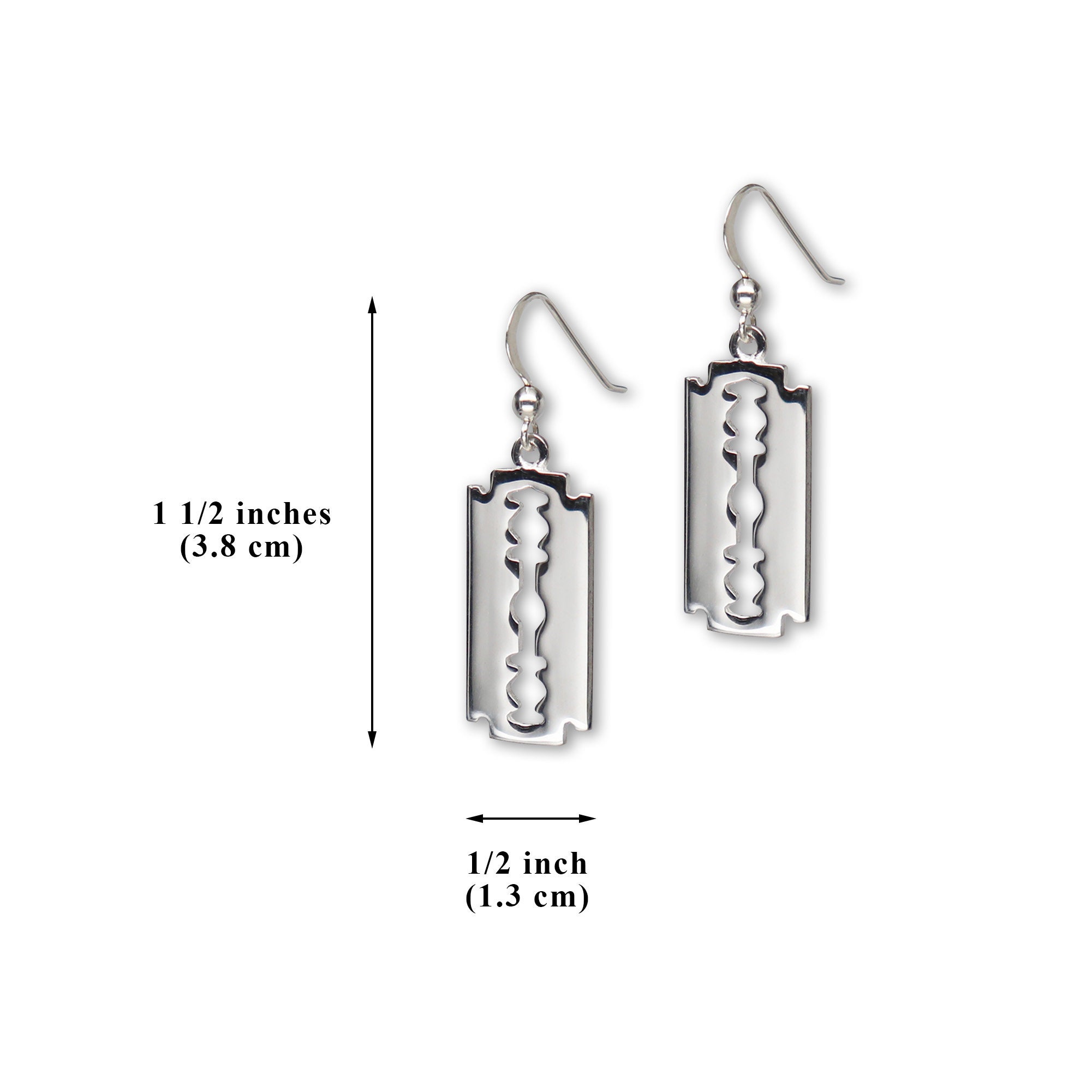 925 Sterling Silver Gothic Razor Blade Dangle Earrings SS984 | Etsy