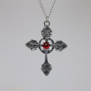 Gothic Cross With Red Stone Medieval Renaissance Pendant Necklace NK ...