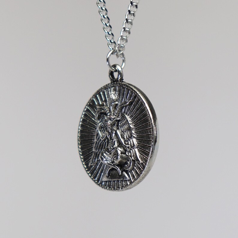 Satanic Baphomet Medallion and Brimstone Cross of Satan on Reverse Side ...