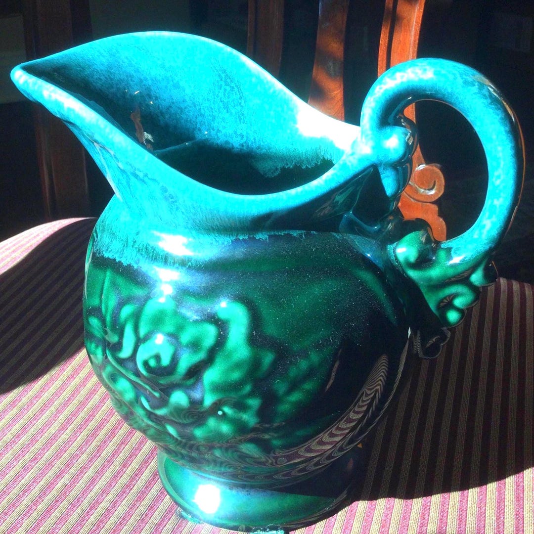Hull Deep Green and Turquoise Blue Pitcher - Etsy