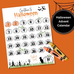 Halloween Countdown Calendar Coloring Activity for Kids - Etsy