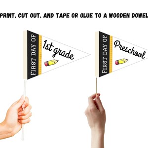 First Day of School Printable Pennant Flag for Kids Grades Kindergarten ...