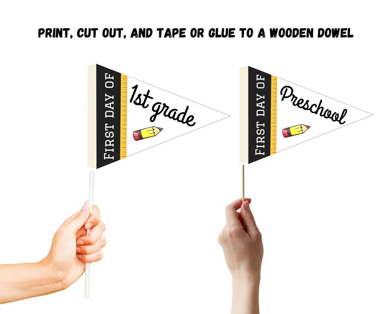 First Day of School Printable Pennant Flag for Kids Grades Kindergarten ...