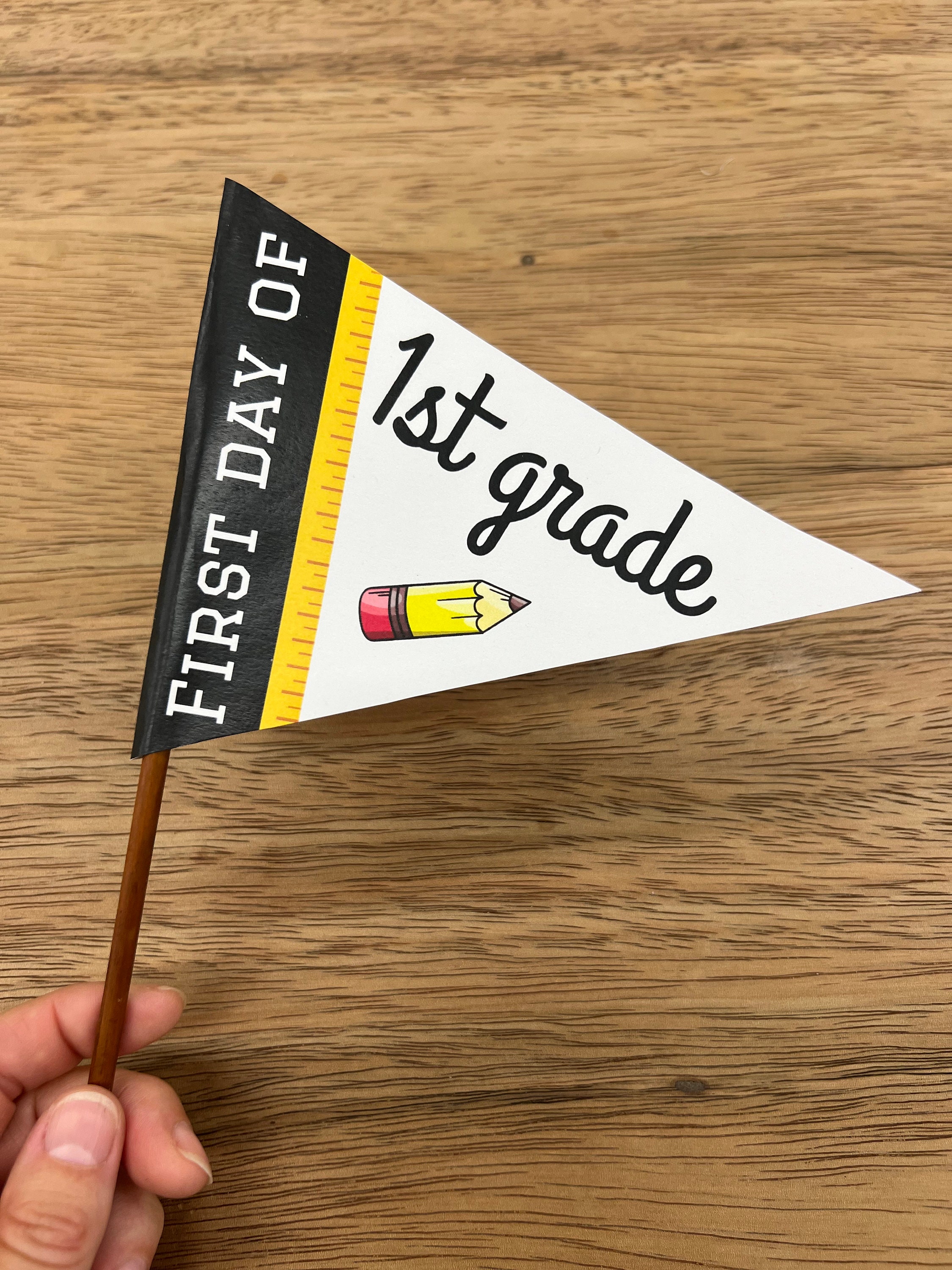 First Day of School Printable Pennant Flag for Kids Grades Kindergarten ...