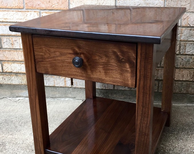 Solid Walnut Farmhouse Side Table - Etsy