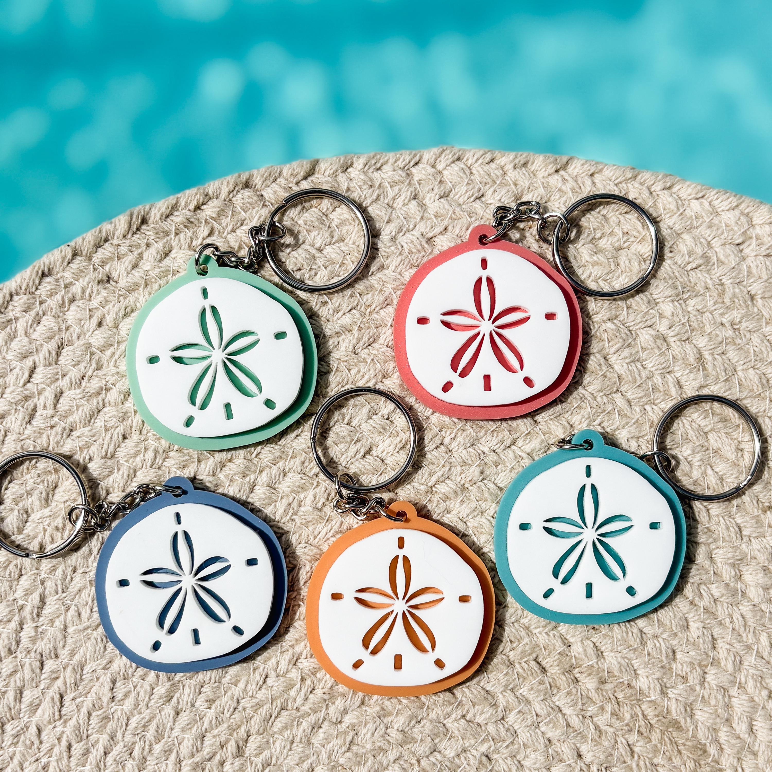 Double Layer Acrylic Sand Dollar Keychain: Coastal Beach Keyring - Etsy